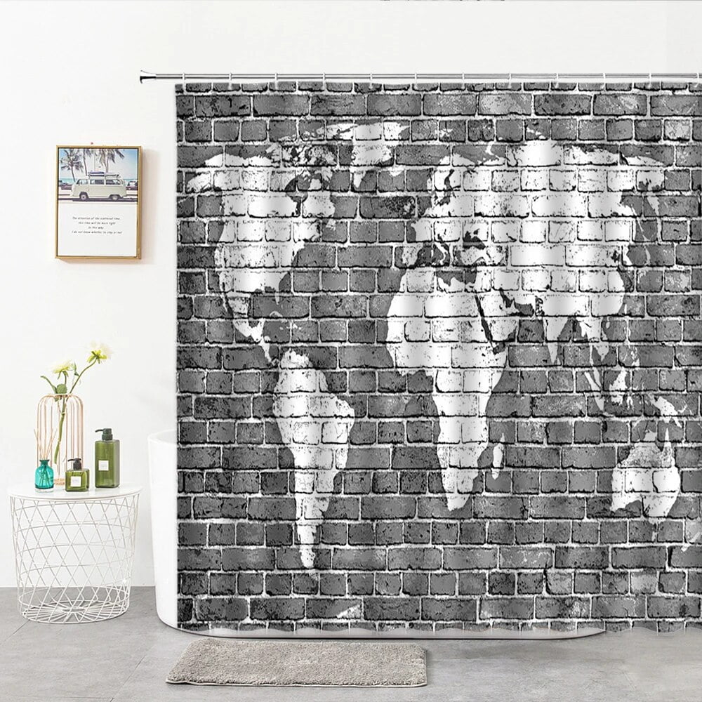 Summer 3D Shower Curtains Realistic Stone Ramparts Brick Wall And ...