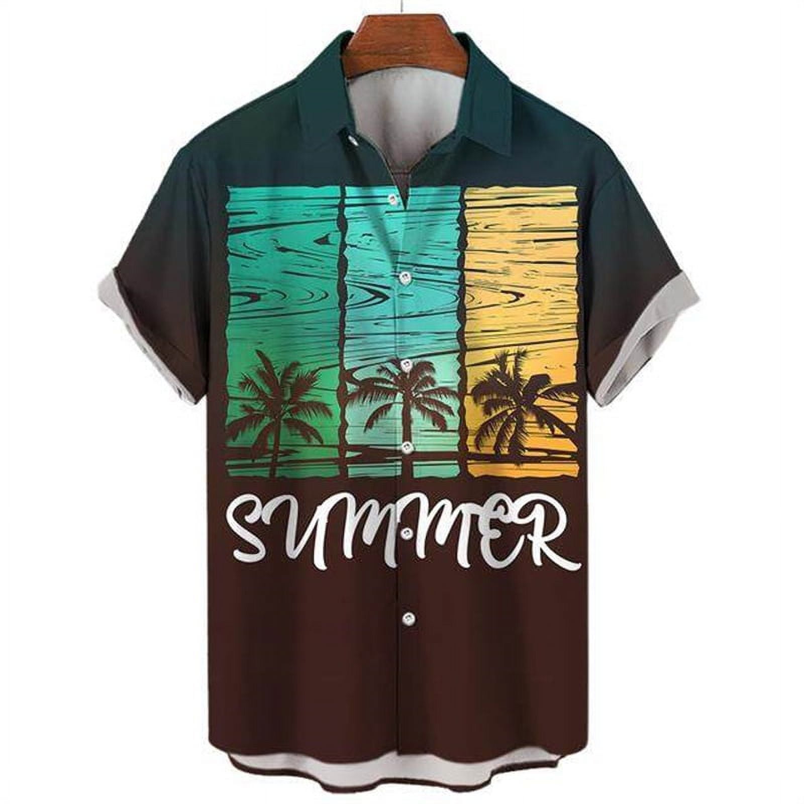 Summer 3d Printed Coconut Tree Hawaiian Shirt Men Tops Fashion Women ...