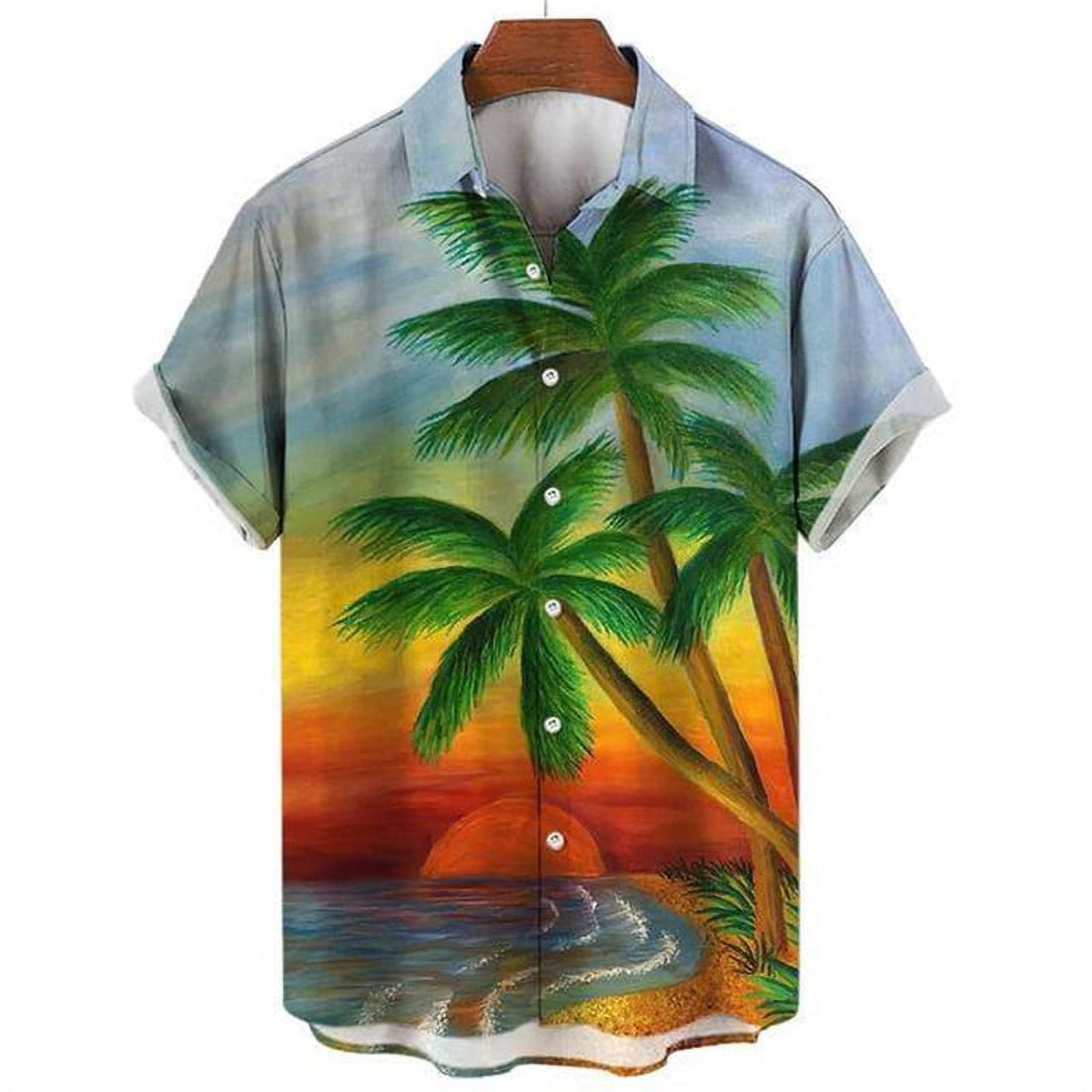 Summer 3d Printed Coconut Tree Hawaiian Shirt Men Tops Fashion Women ...