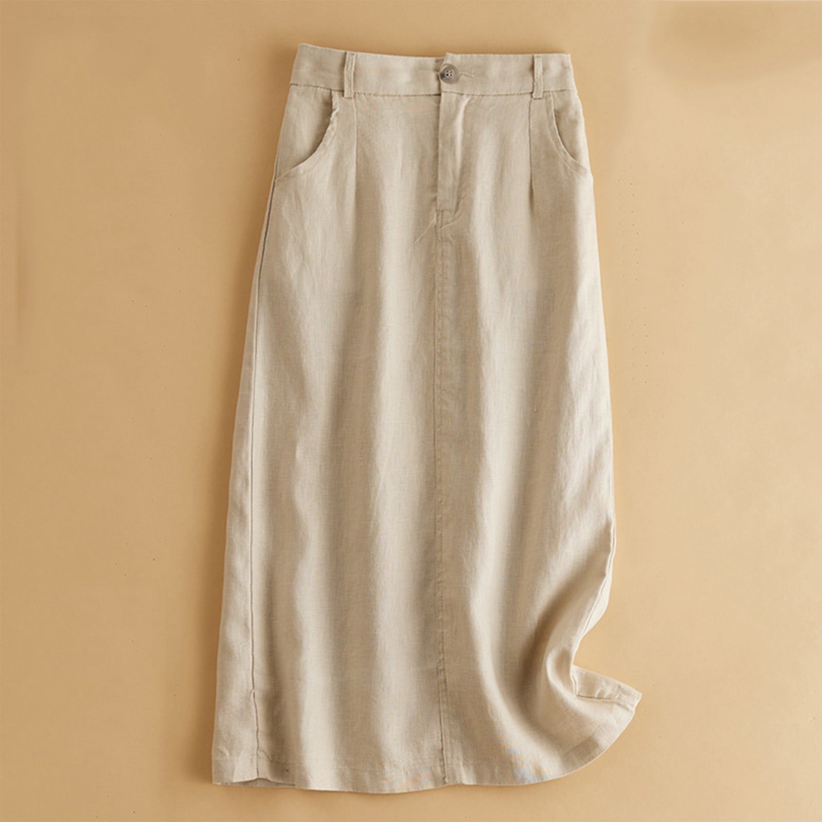 Summer up to 65% off kttectoa Casual A-Line Cotton Pockets Midi Skirt ...