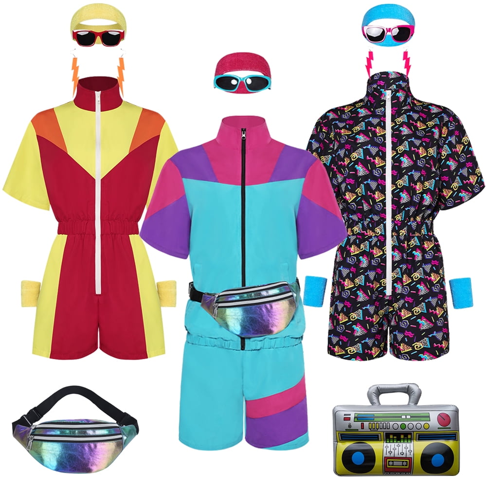 Summer 80S Retro Hip Hop Cosplay Earrings Hairband Tracksuit Suits 80 ...