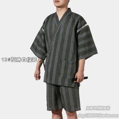 Summer 95% cotton Japan style Kimono pajamas sets for men Male short ...