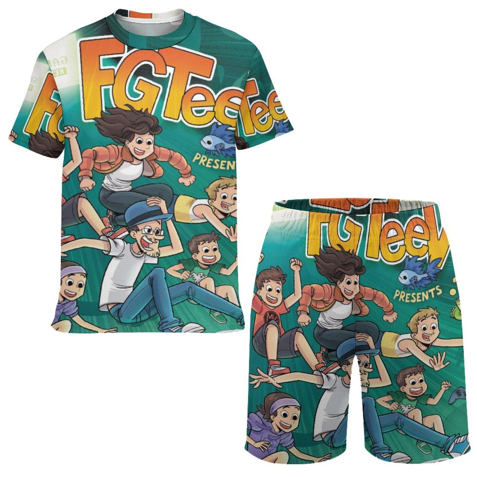 Summer Activewear Fgteev Children T-Shirt Suits And Shorts Set For ...