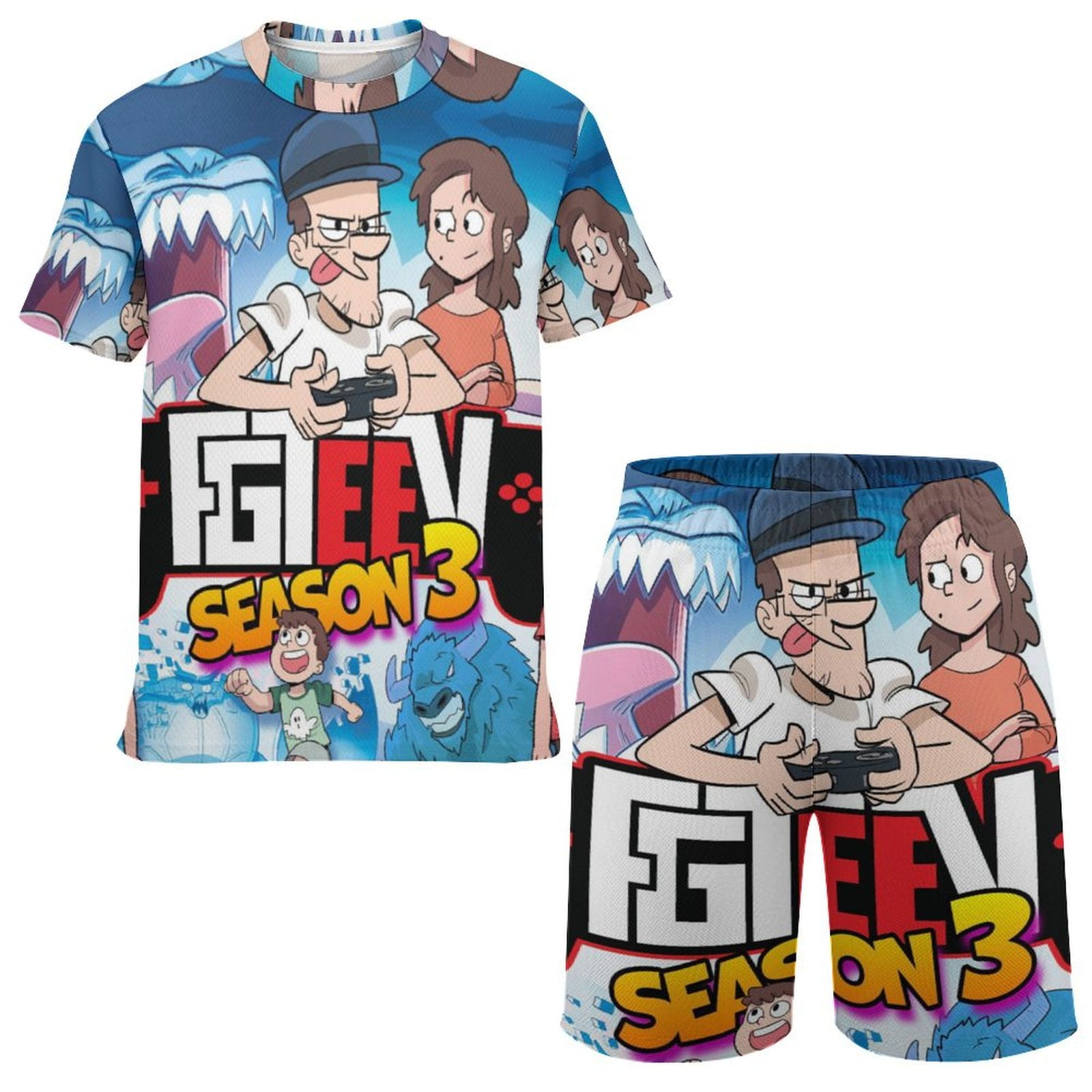 Summer Activewear Fgteev Children T-Shirt Suits And Shorts Set For ...