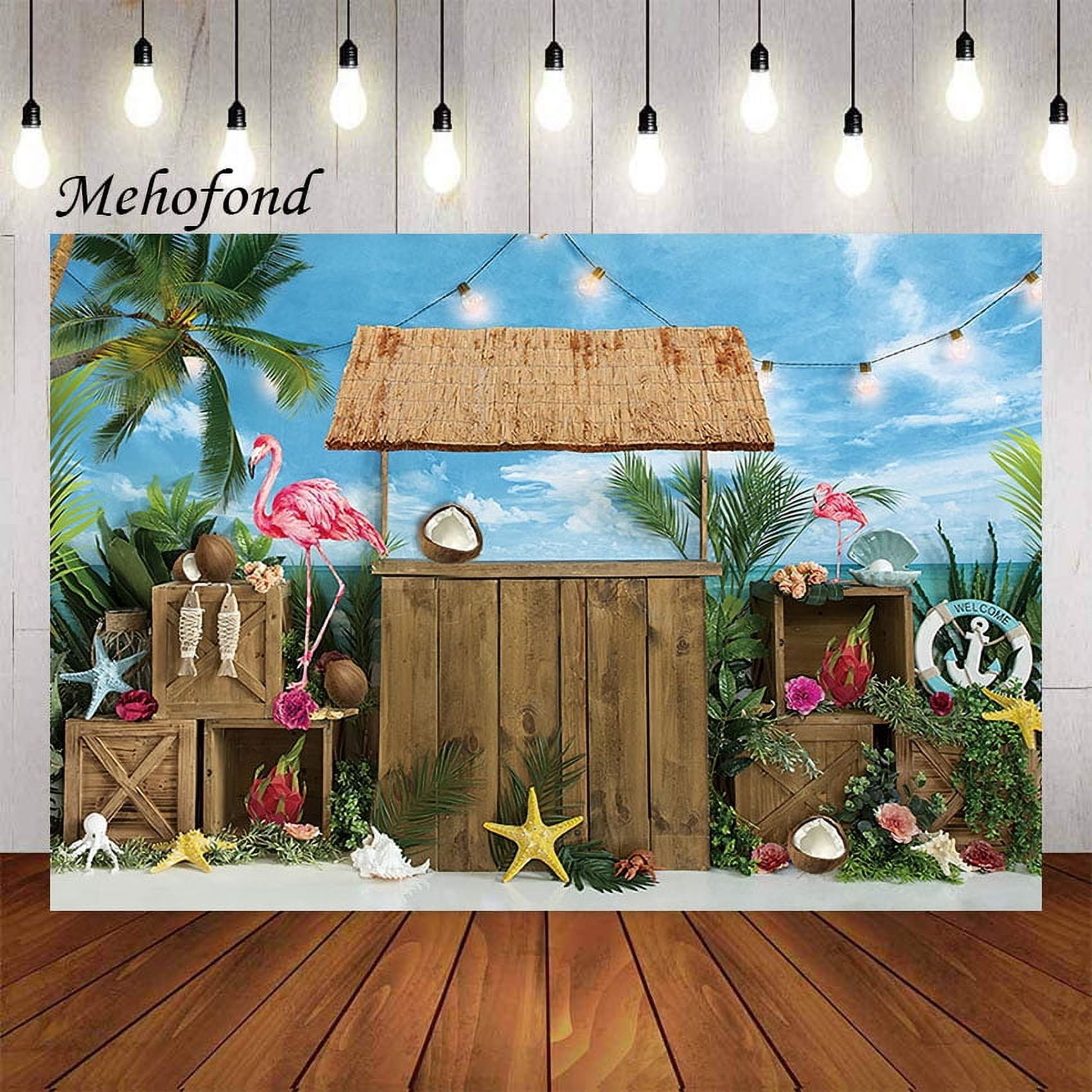 Summer Aloha Flamingo Hawaiian Beach Tropical Kids Birthday Party r Photo Backdrop Studio ...