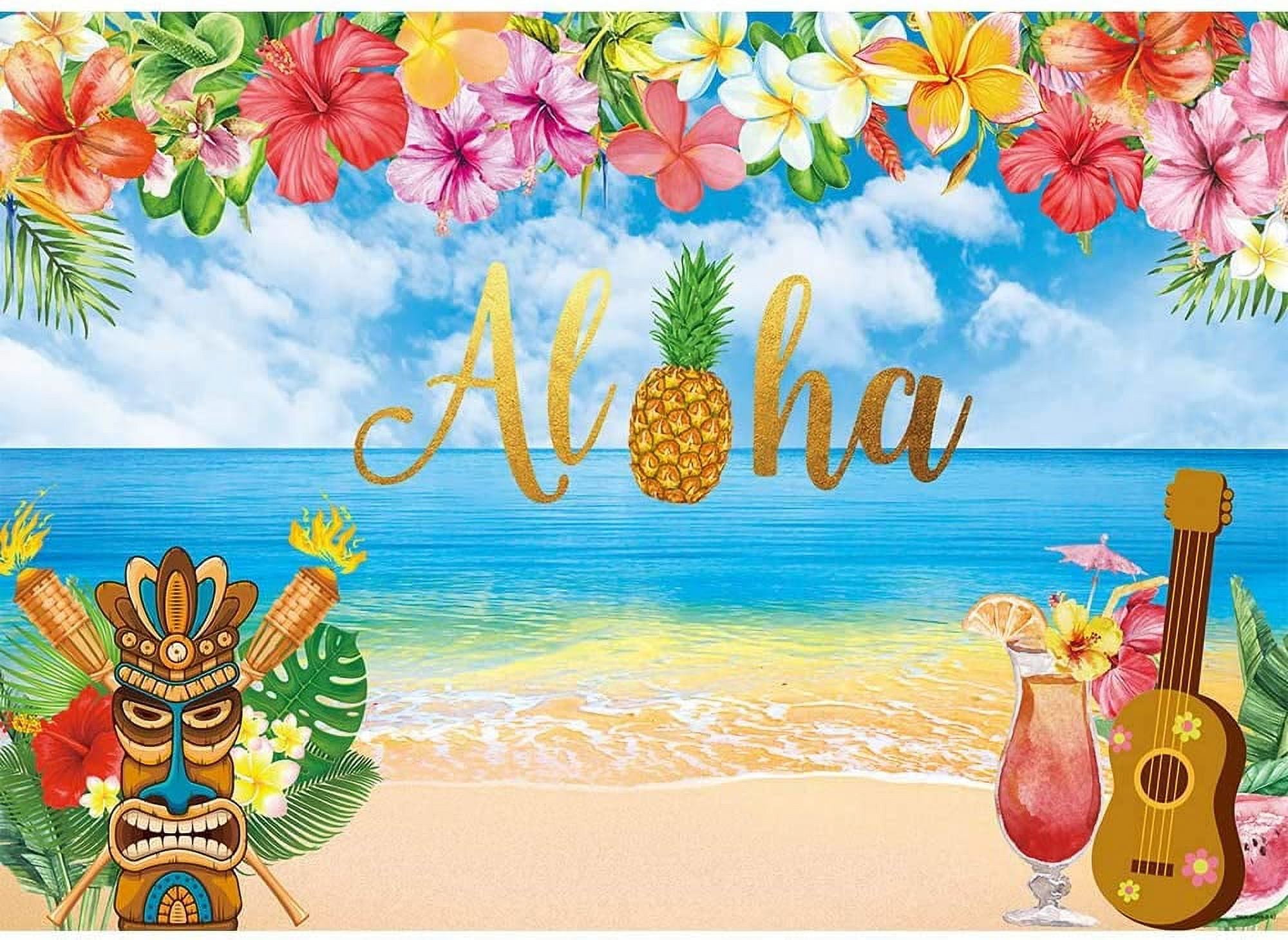 Summer Aloha Luau Party Backdrop for Tropical Hawaiian Beach ...