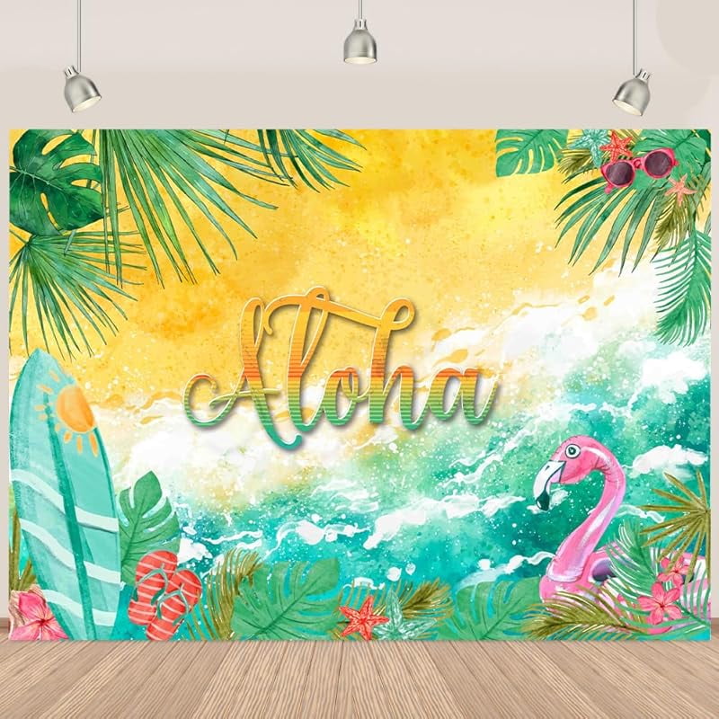 Summer Aloha Luau Photo Backdrop Hawaiian Flamingo Photography ...