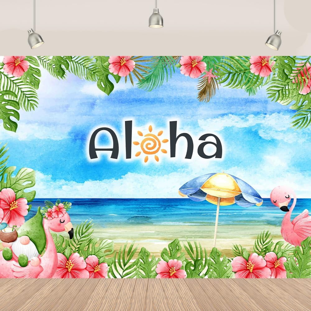 Summer Aloha Luau Photo Backdrop Hawaiian Flamingo Photography ...