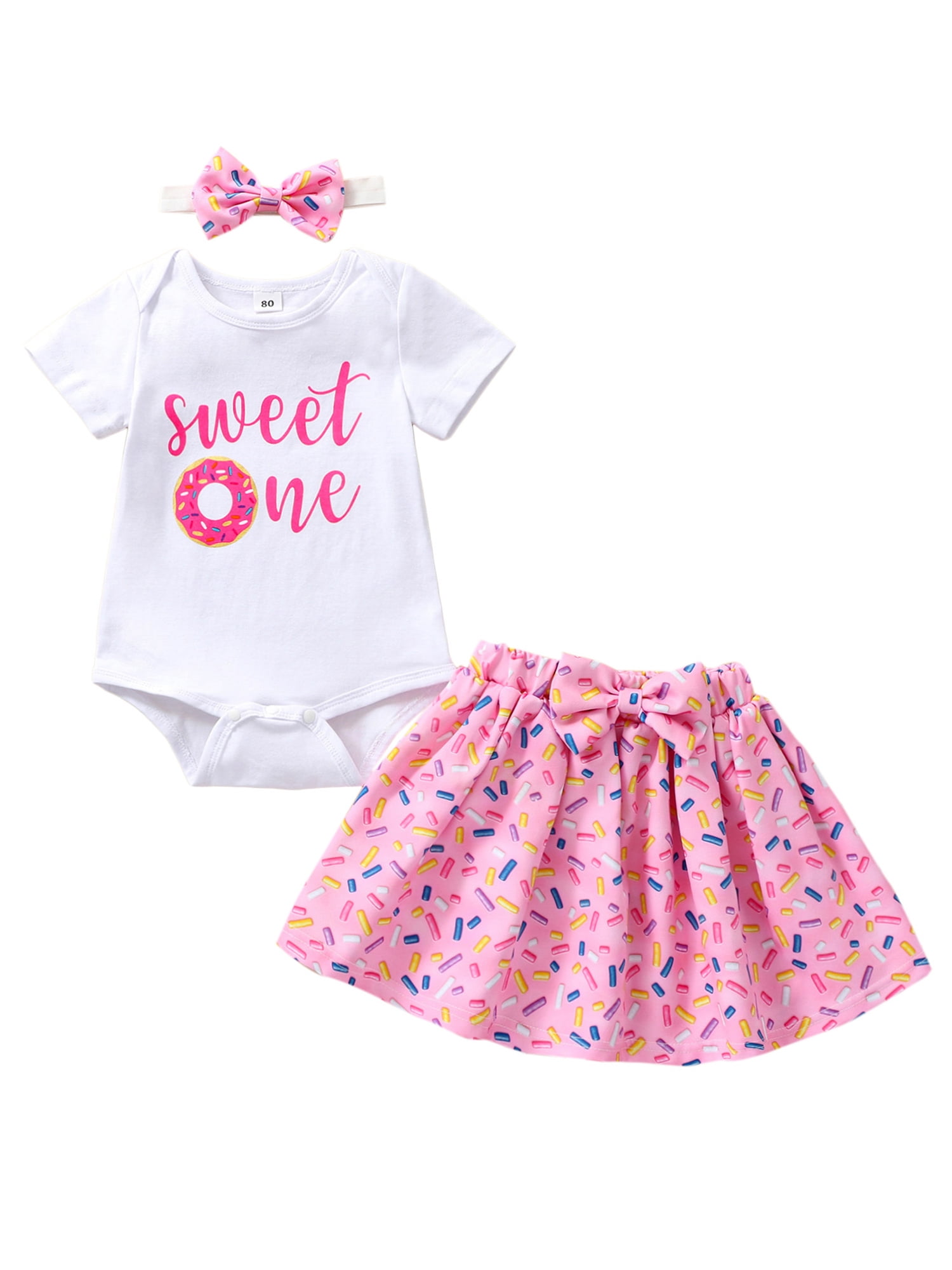 Summer Baby Girl Clothes Birthday Outfits Short Sleeve Donut Tops ...