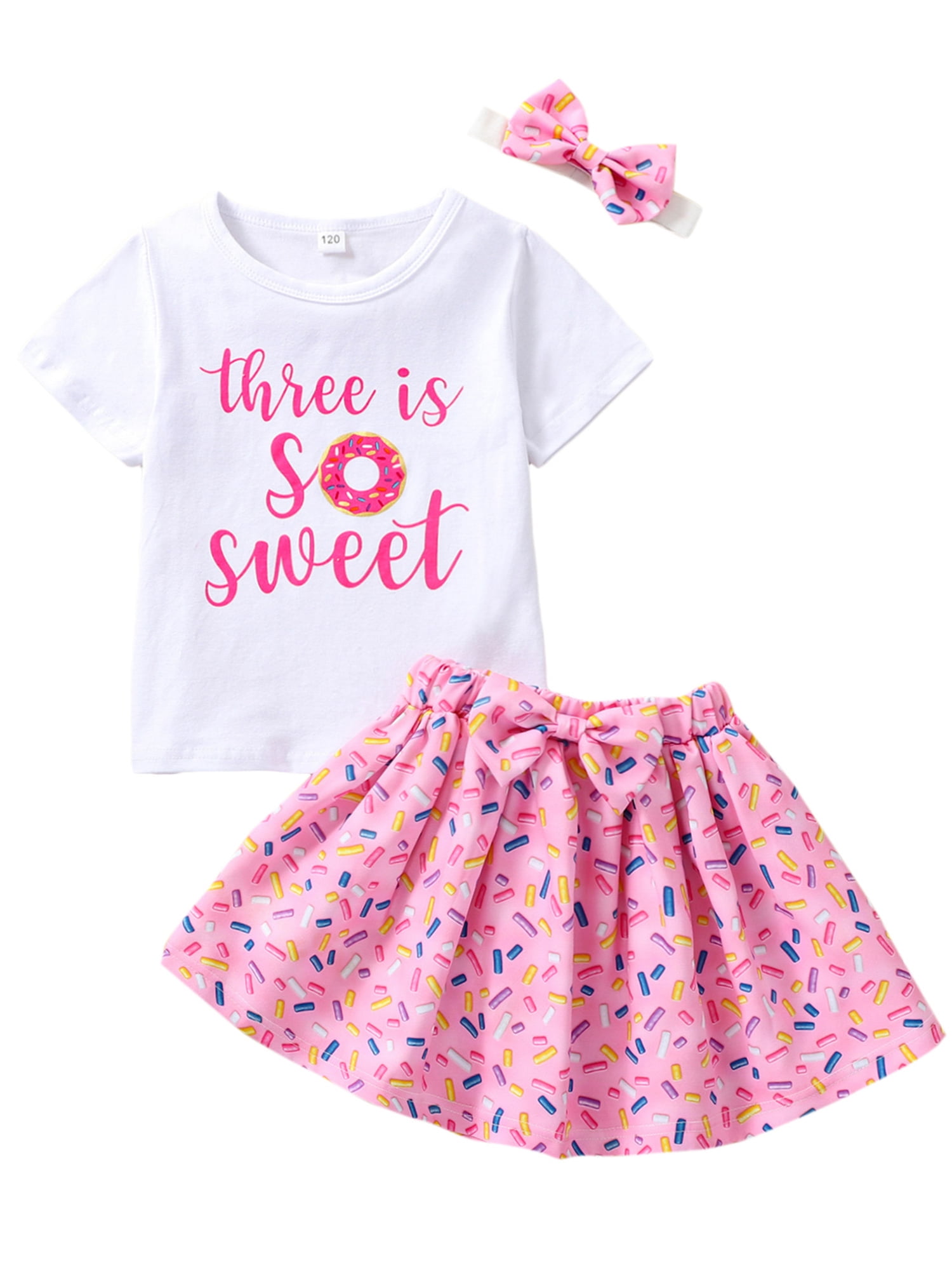 Summer Baby Girl Clothes Birthday Outfits Short Sleeve Donut Tops ...