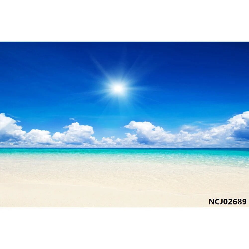 Summer Backdrops For Photography Tropical Sea Beach Sand Coast Blue Sky ...