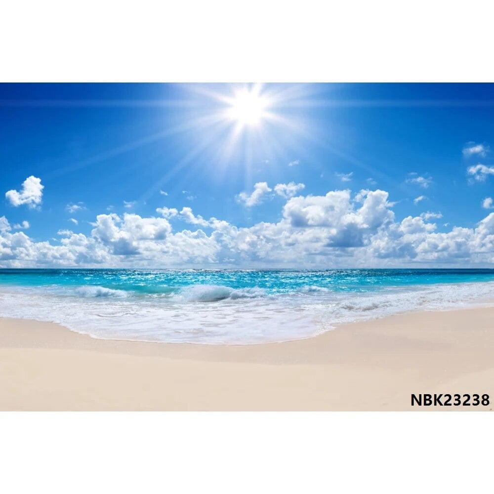 Summer Backdrops For Photography Tropical Sea Beach Sand Coast Blue Sky ...
