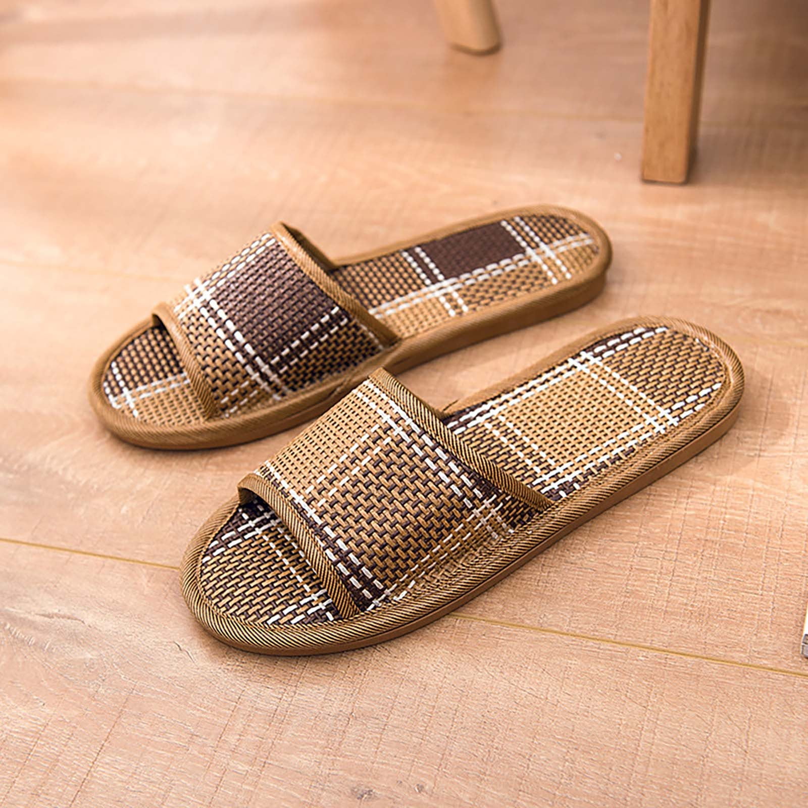 Summer Bamboo Rattan Slippers for CouplesAnti-Slip, Moisture-Absorbent ...