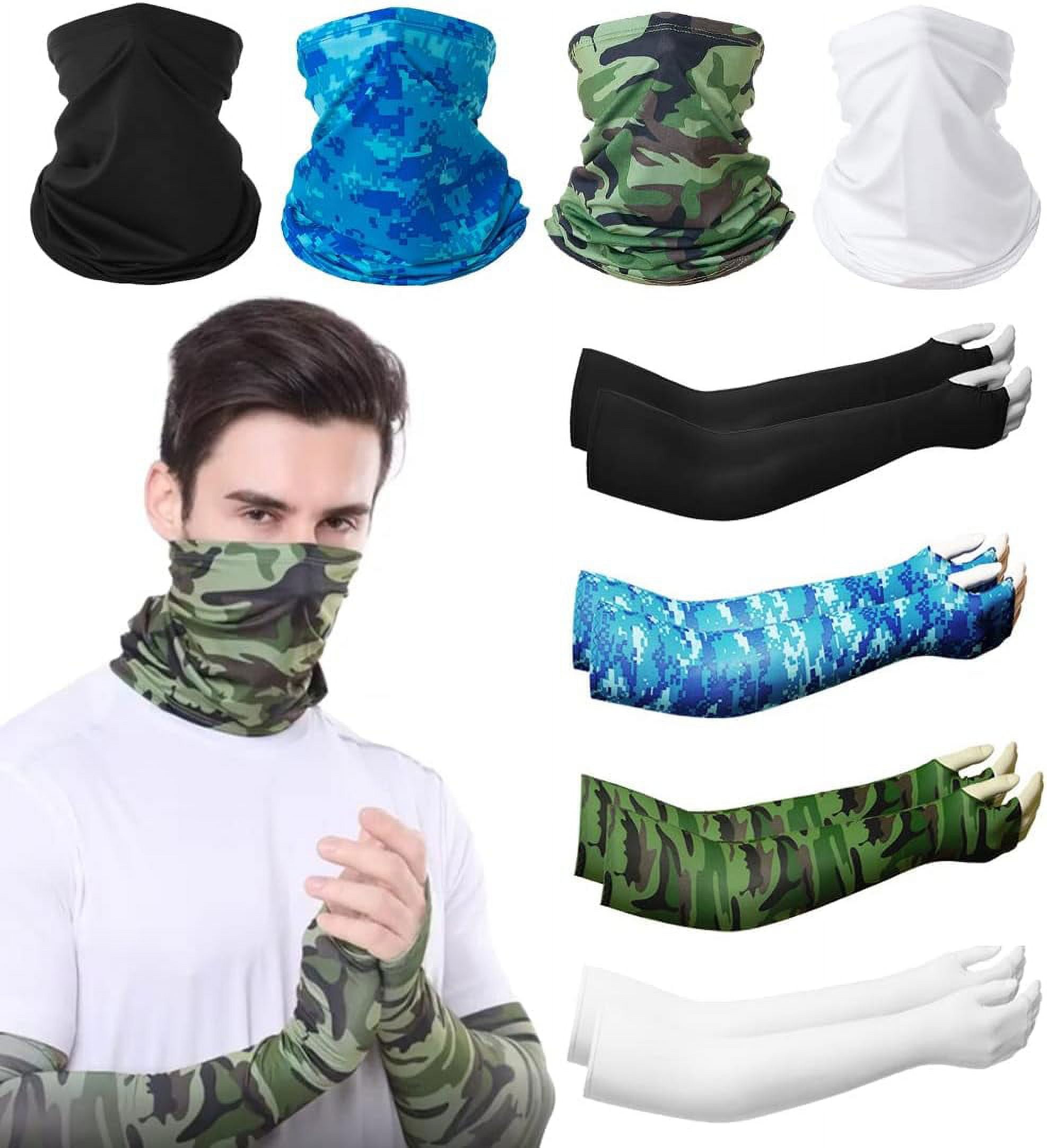 Summer Bandana UV Protection Face Cover Neck Gaiter Scarf and Ice Silk Cooling Arm Sleeves With ...