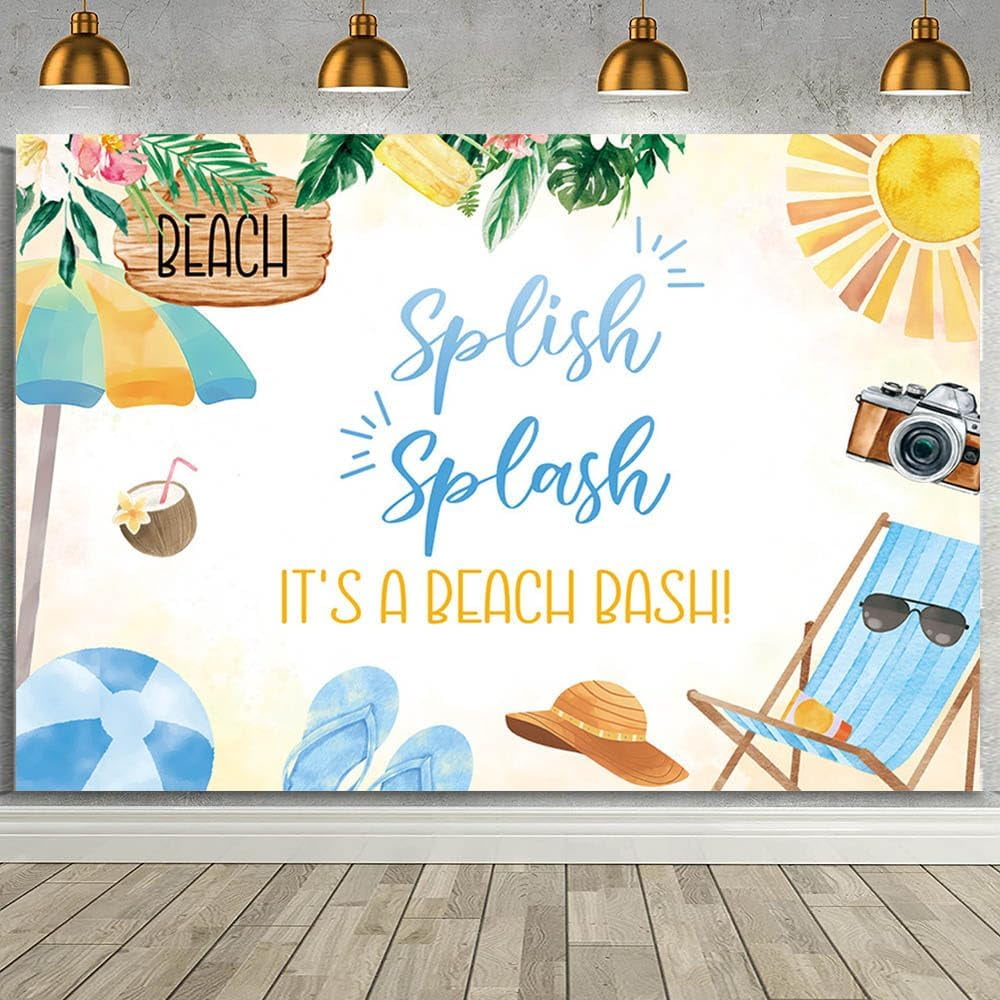 Summer Beach Backdrop It's a Beach Bash Party Decorations Banner Summer ...
