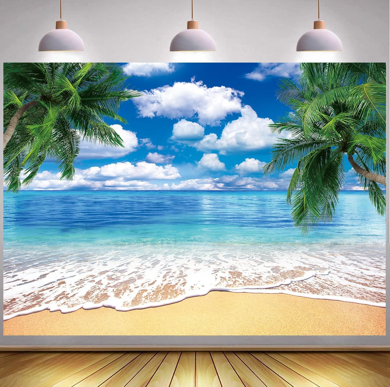 Summer Beach Backdrop Tropical Palm Leaves Hawaiian Photography ...