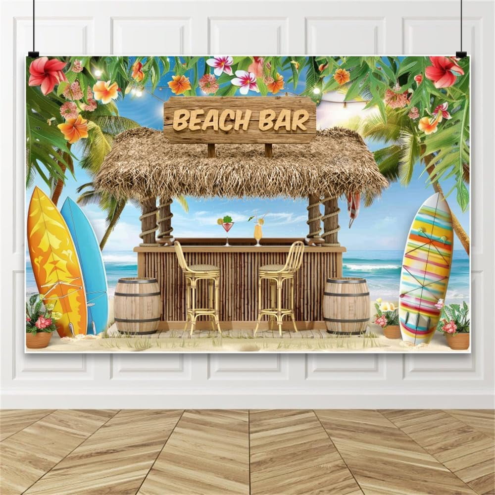 Summer Beach Bar Nice Backdrop Tropical Hawaiian Beach Palm Tree ...
