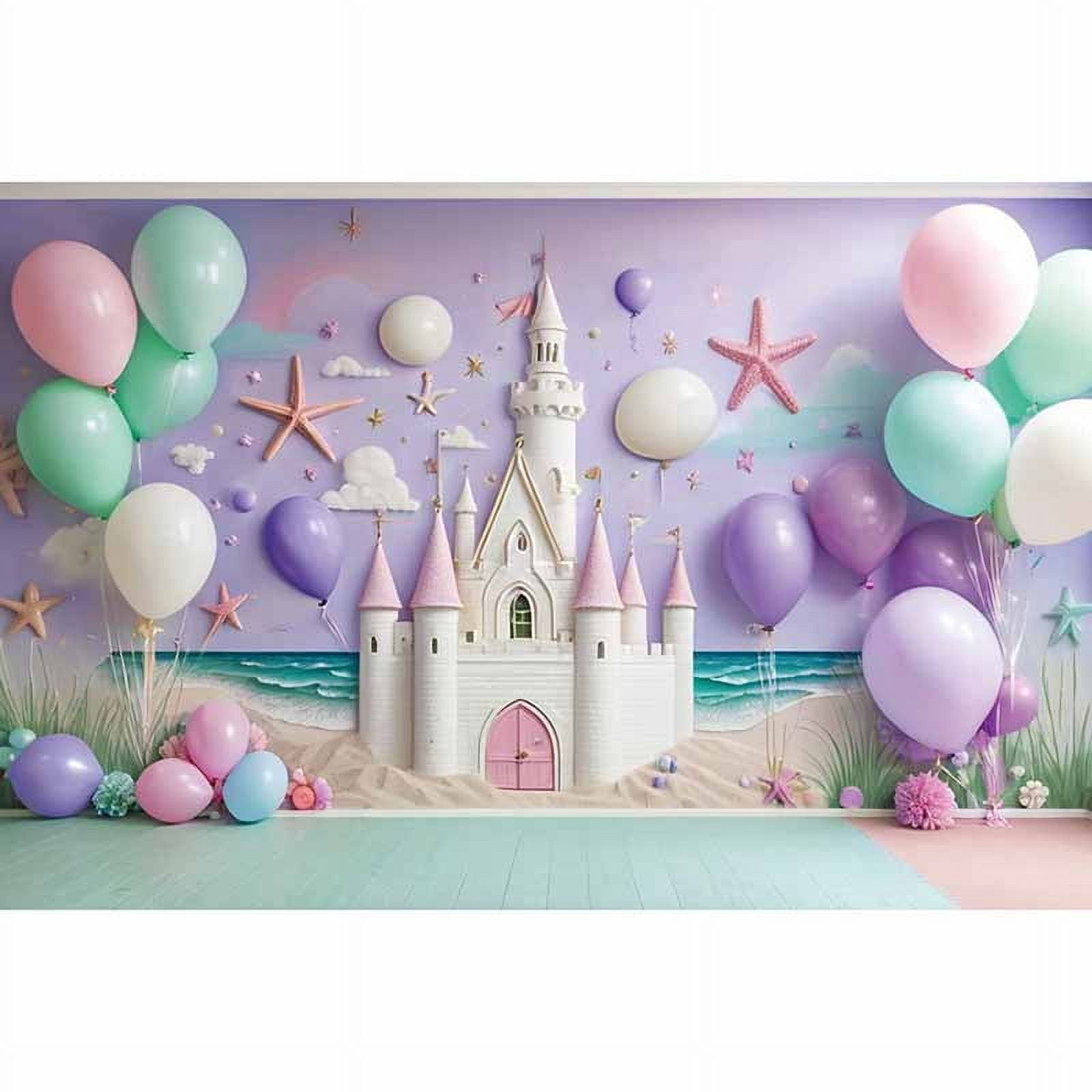 Summer Beach Birthday Party Backdrop Mermaid ss Castle Shell Sand ...