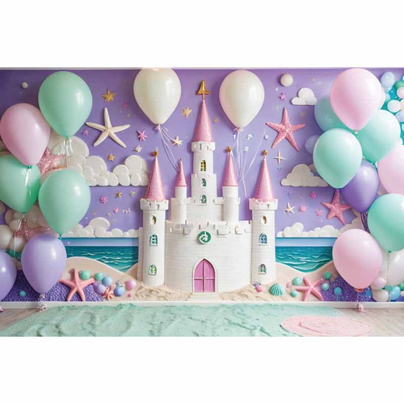 Summer Beach Birthday Party Backdrop Mermaid ss Castle Shell Sand Background Custom Candy Land ...