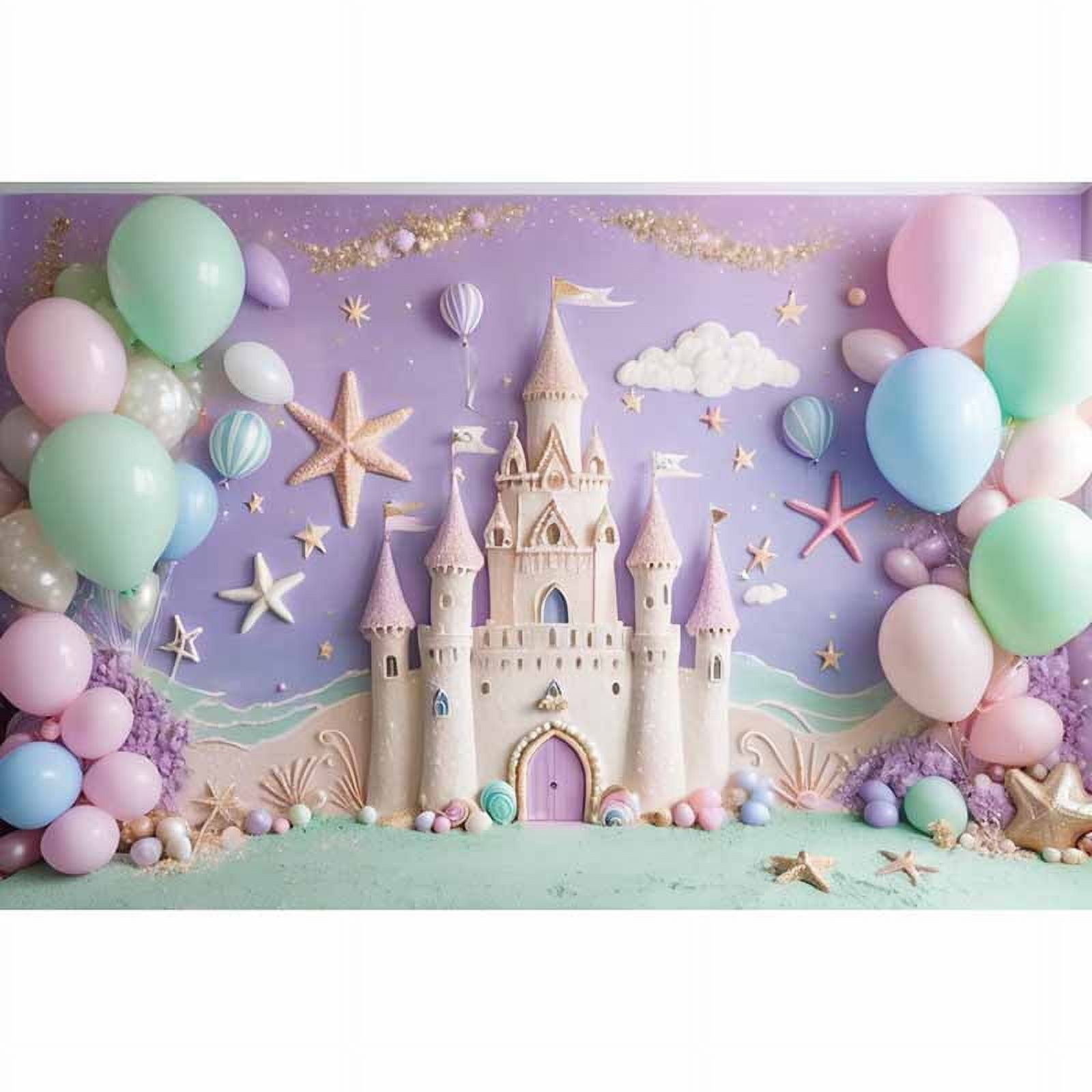 Summer Beach Birthday Party Backdrop Mermaid ss Castle Shell Sand ...