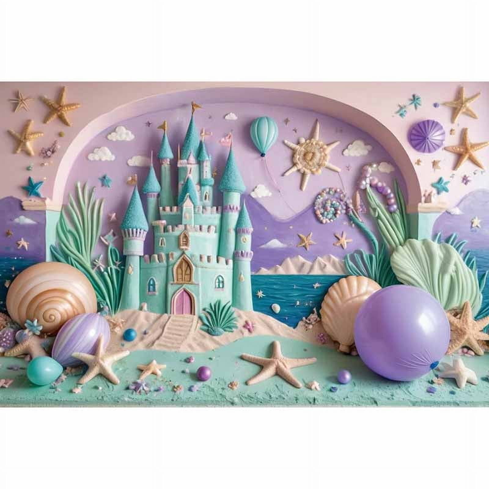 Summer Beach Birthday Party Backdrop Mermaid ss Castle Shell Sand Background Custom Candy Land ...