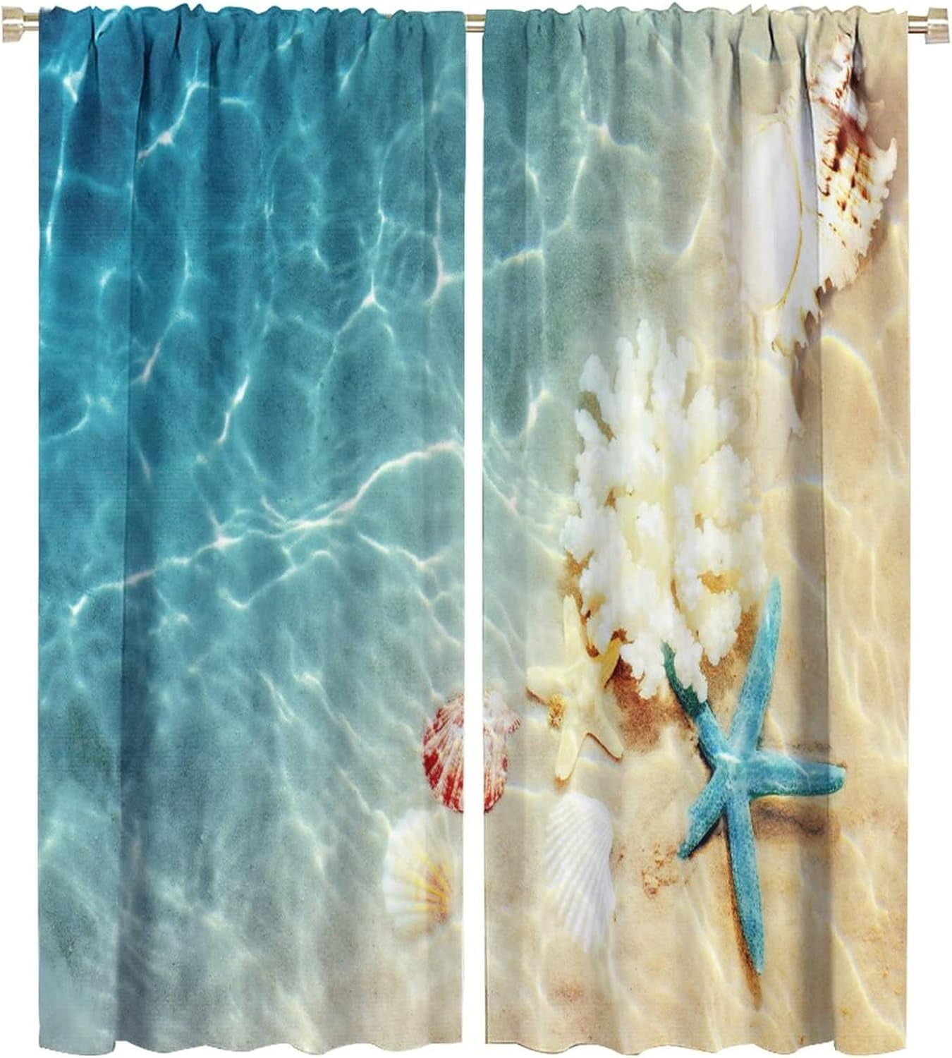 Summer Beach Blackout Curtains for Boy Home Decor, Nautical Marine ...