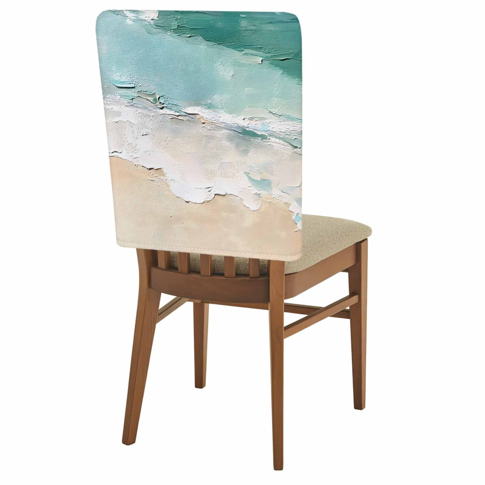 Summer Beach Chair Back Covers Set of 8 Teal Beige Ombre Wave Texture ...