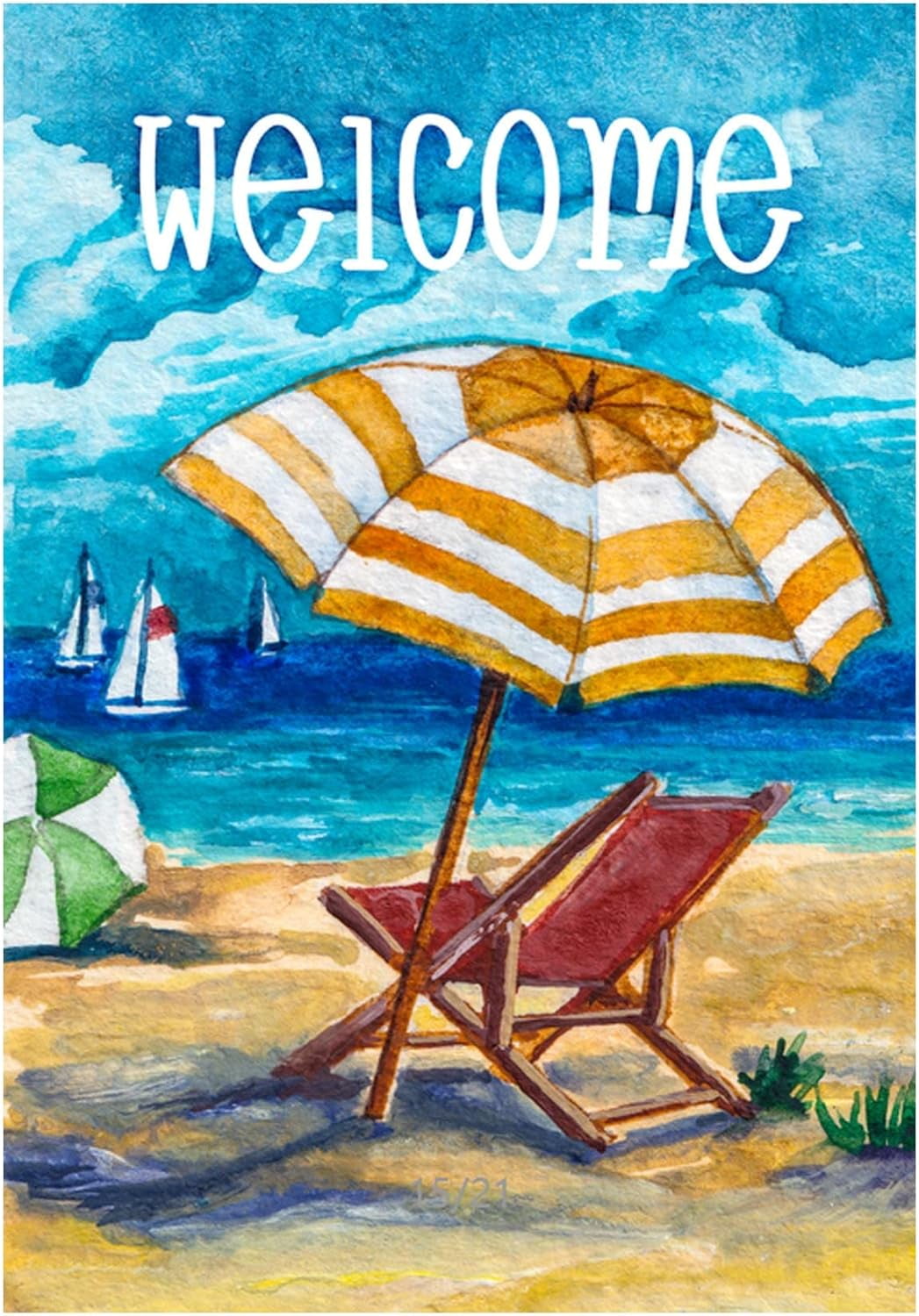 Summer Beach Chair Yard Flag Decorative Sea Nautical Outdoor House Flag ...