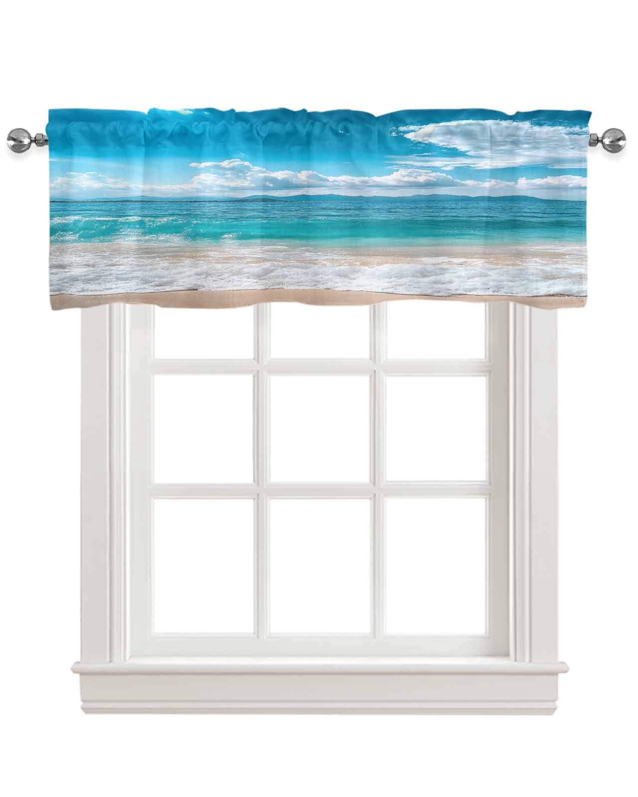 Summer Beach Coastal Kitchen Valances for Windows Farmhouse Linen ...