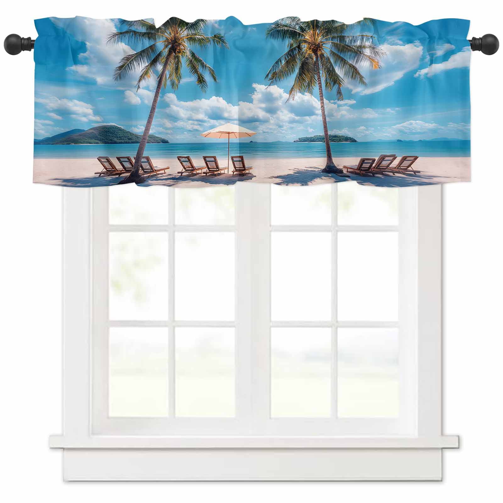 Summer Beach Coastal Valances for Windows Farmhouse Kitchen Curtains ...