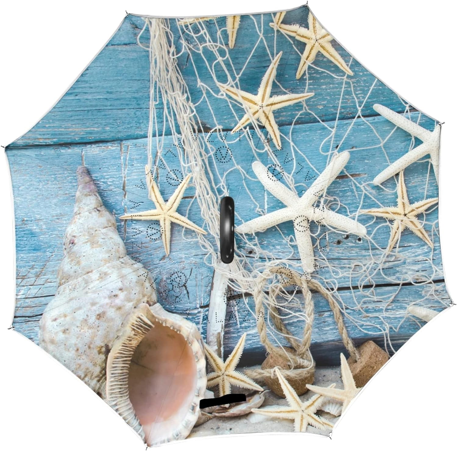 Summer Beach Conch Seashell Windproof Inverted Open Close Reverse Rain ...