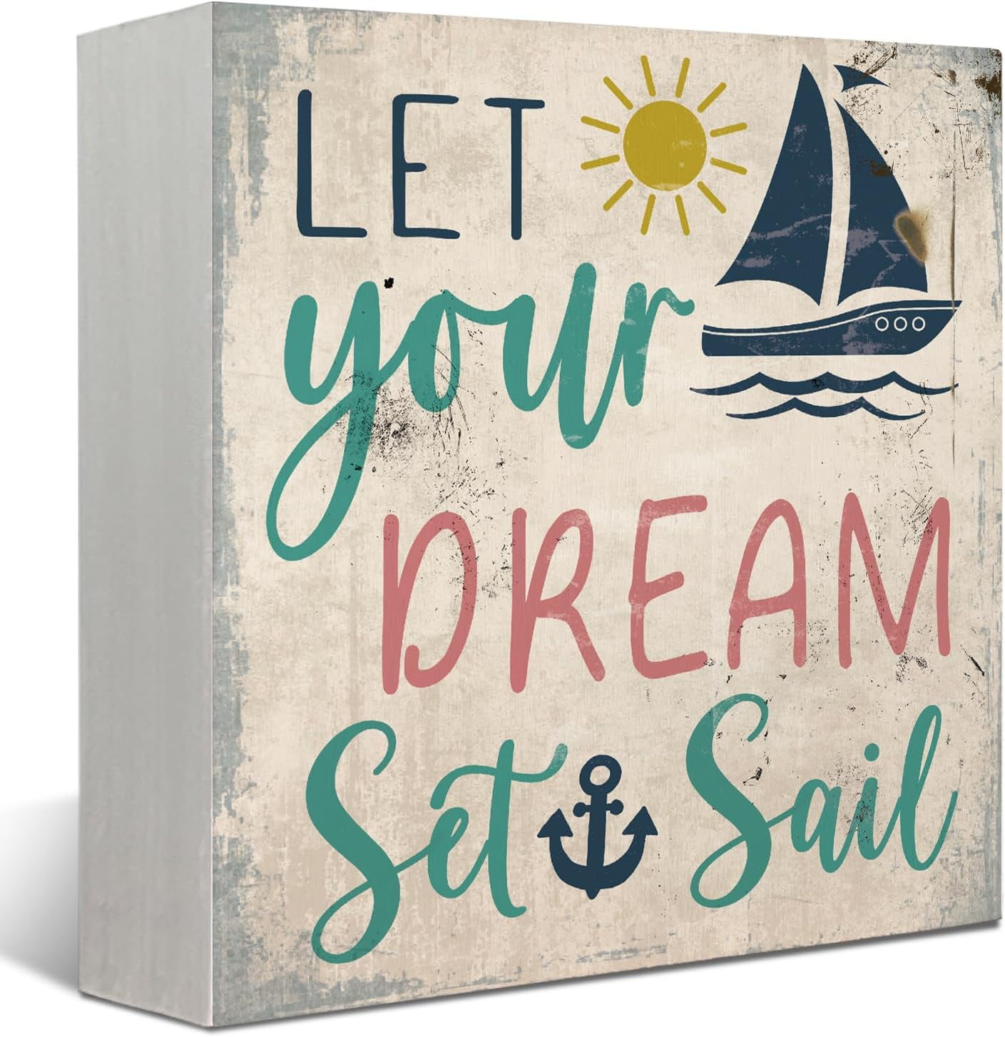 Summer Beach Decor,Coastal Nautical Rustic Wood Signs Home Decor,Let ...