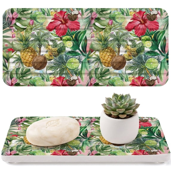 Summer Beach Diatomaceous Earth Coasters, Realistic Pineapple Green ...