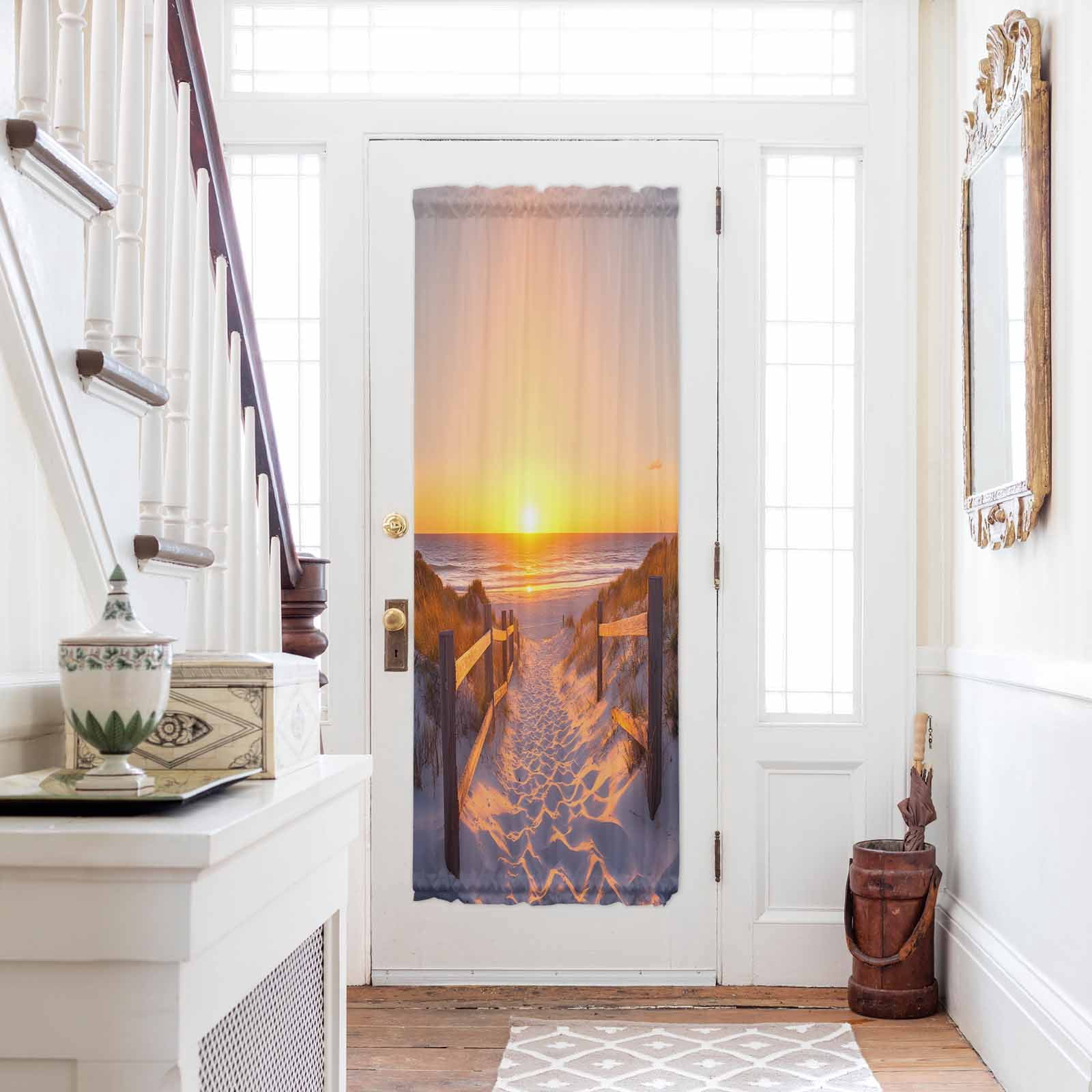 Summer Beach Door Curtains for Door Window, French Sidelight Front Back ...