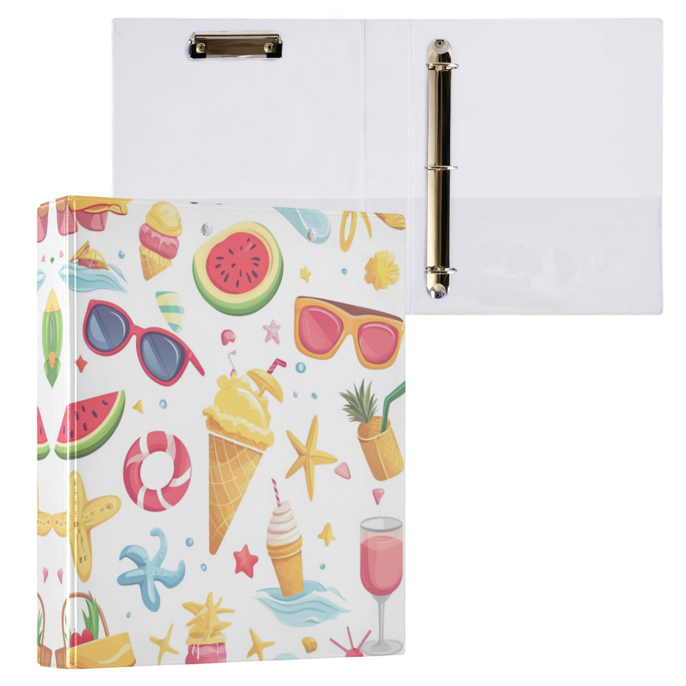Summer Beach Elements 3 Ring Hardcover Binders 1.5in Round Rings for ...