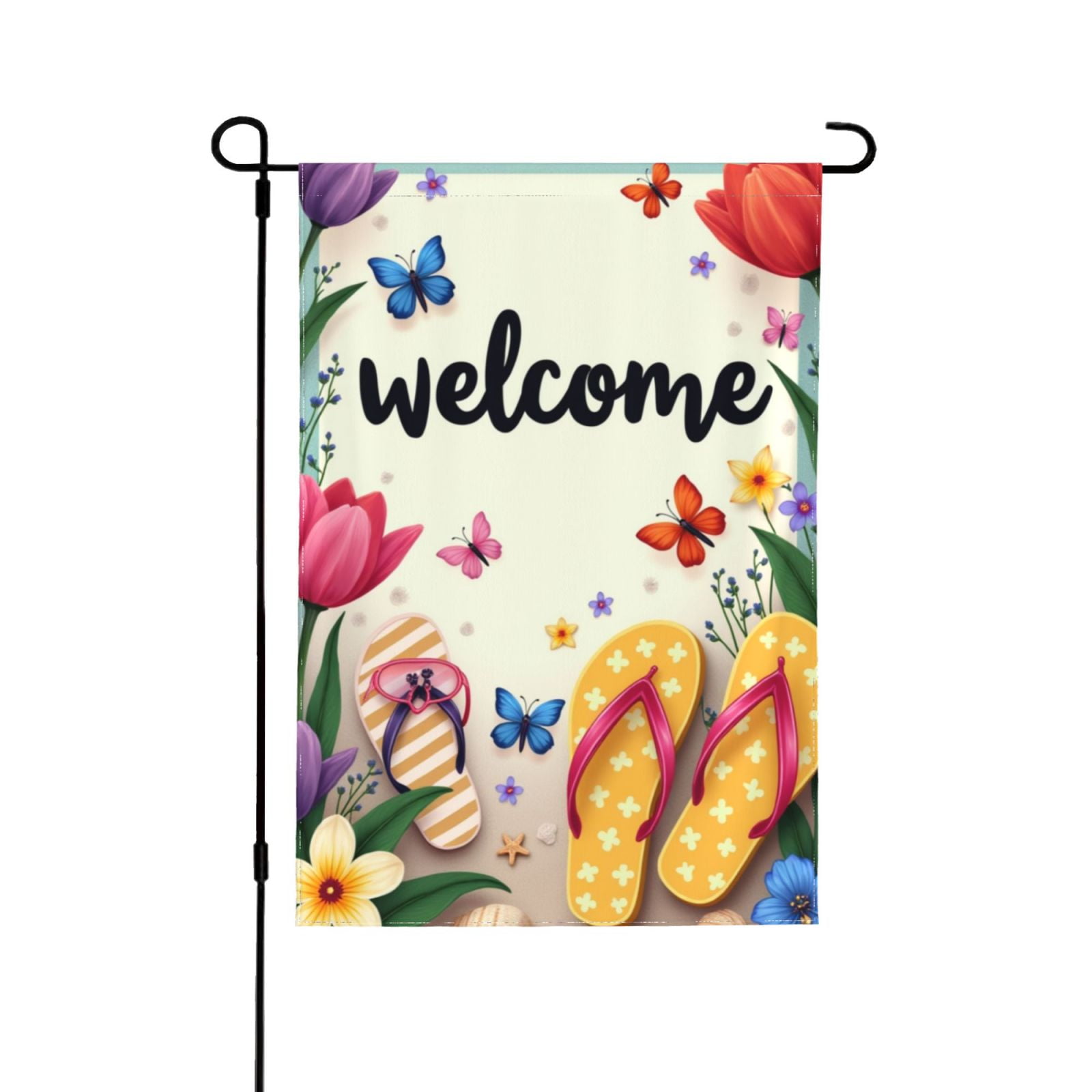 Summer Beach Flip-Flop Garden Flag 12X18 Inch Double Sided, Flip Flops ...