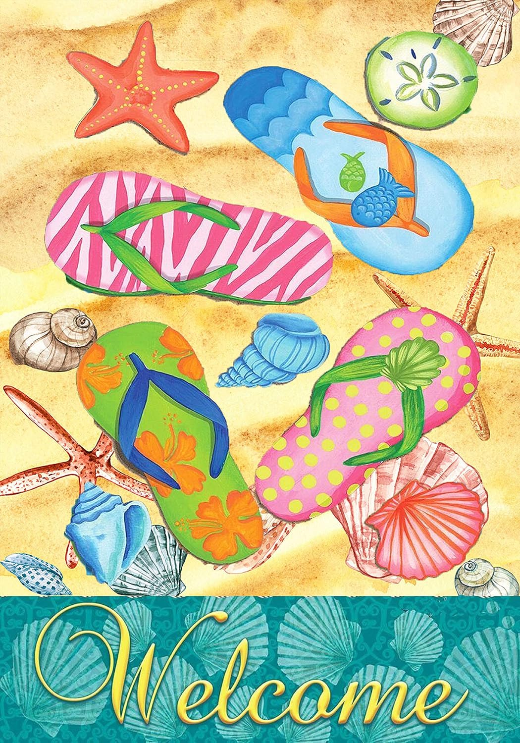 Summer Beach Flip Flops Garden Flag 12 x 18 Double Sided Tropical ...