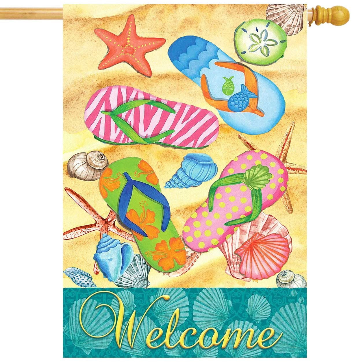 Summer Beach Flip Flops House Flag Double Sided Tropical Nautical ...