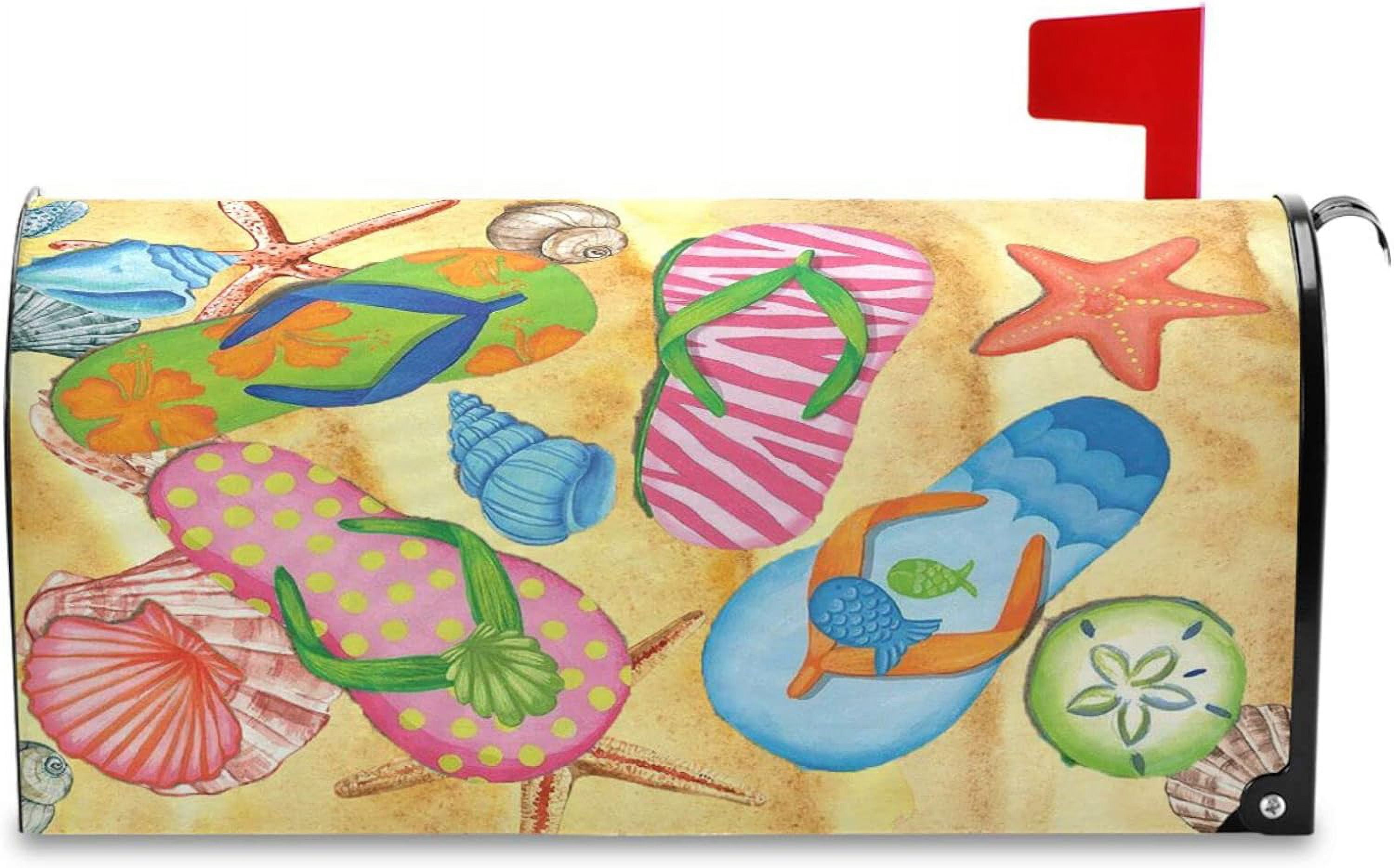 Summer Beach Flip Flops Mailbox Covers Magnetic Starfishs Seashells ...