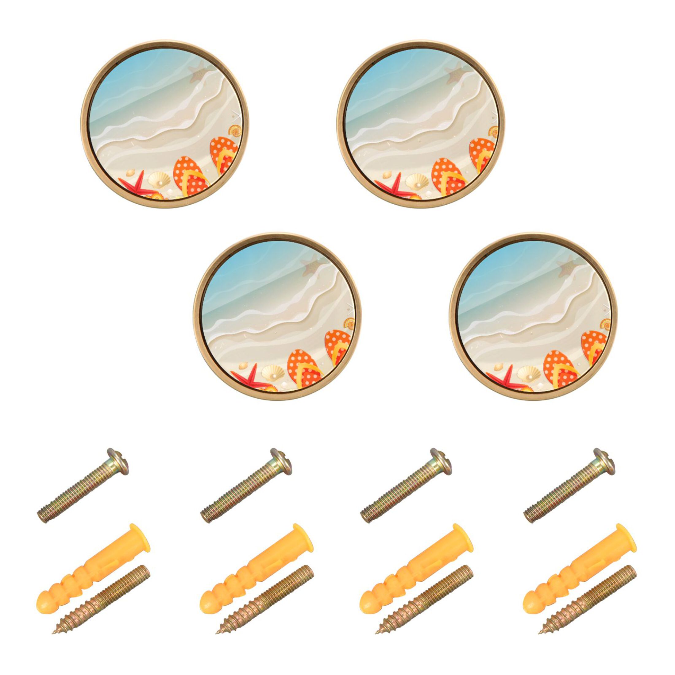 Summer Beach Flip-flop with Starfish Cabinet Knobs Kitchen Drawers ...