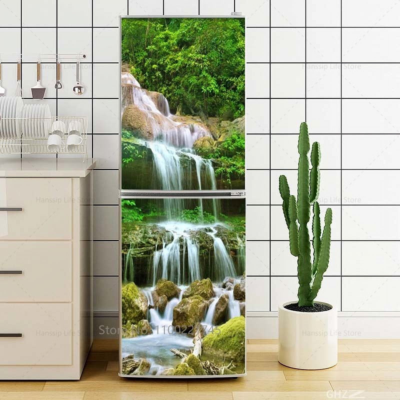 Summer Beach Fridge Mural 3D Refrigerator Stickers Waterproof Vinyl Sea ...