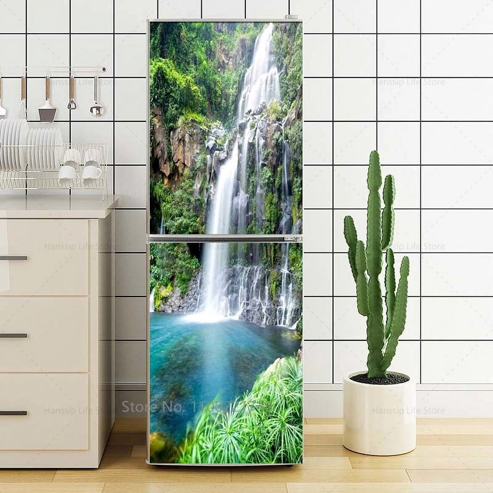 Summer Beach Fridge Mural 3D Refrigerator Stickers Waterproof Vinyl Sea ...