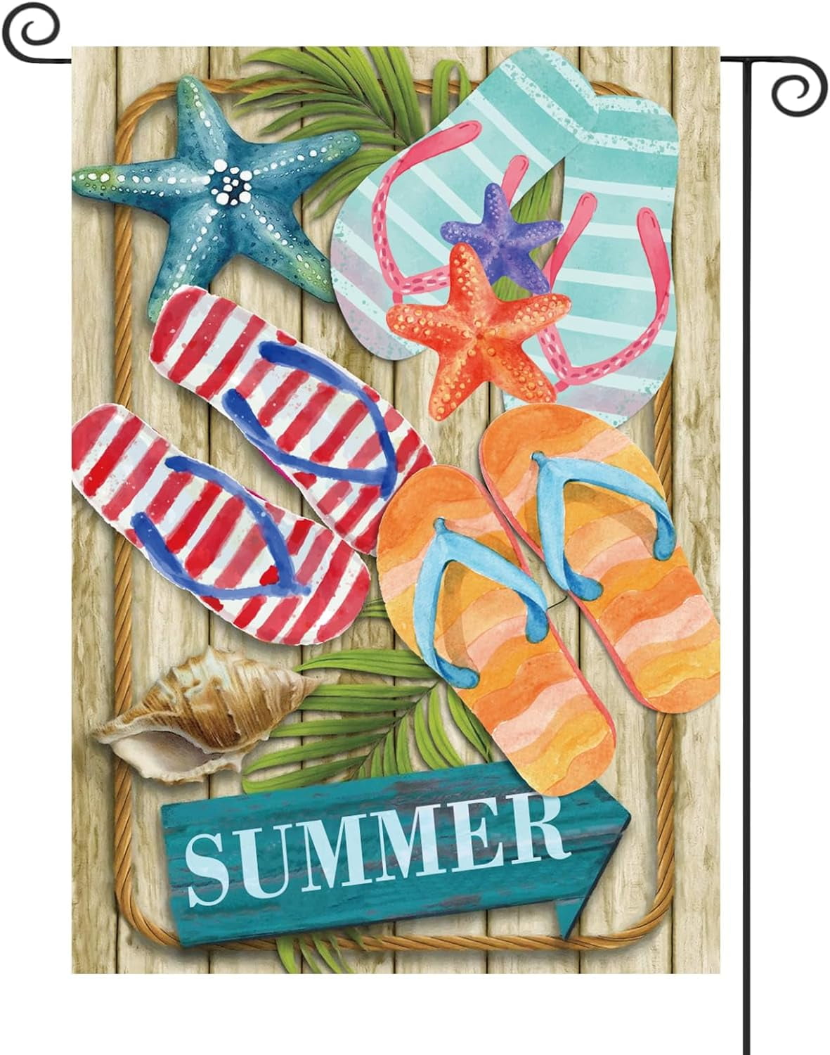 Summer Beach Garden Flag, Day in the Sun Beach Garden Flag, Flip Flops ...