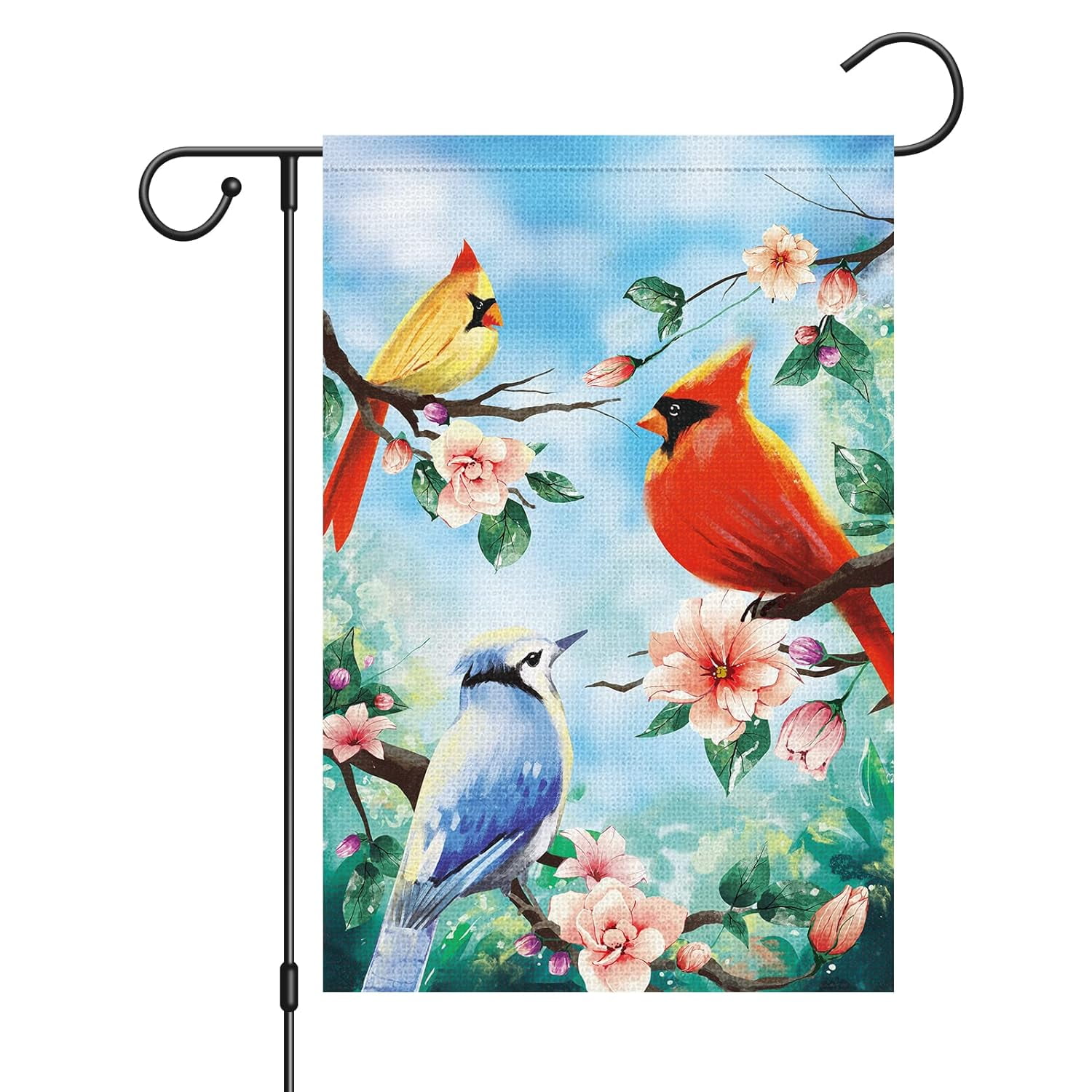Welcome Spring Cardinals Garden Flag Double Sided, Small Vertical ...