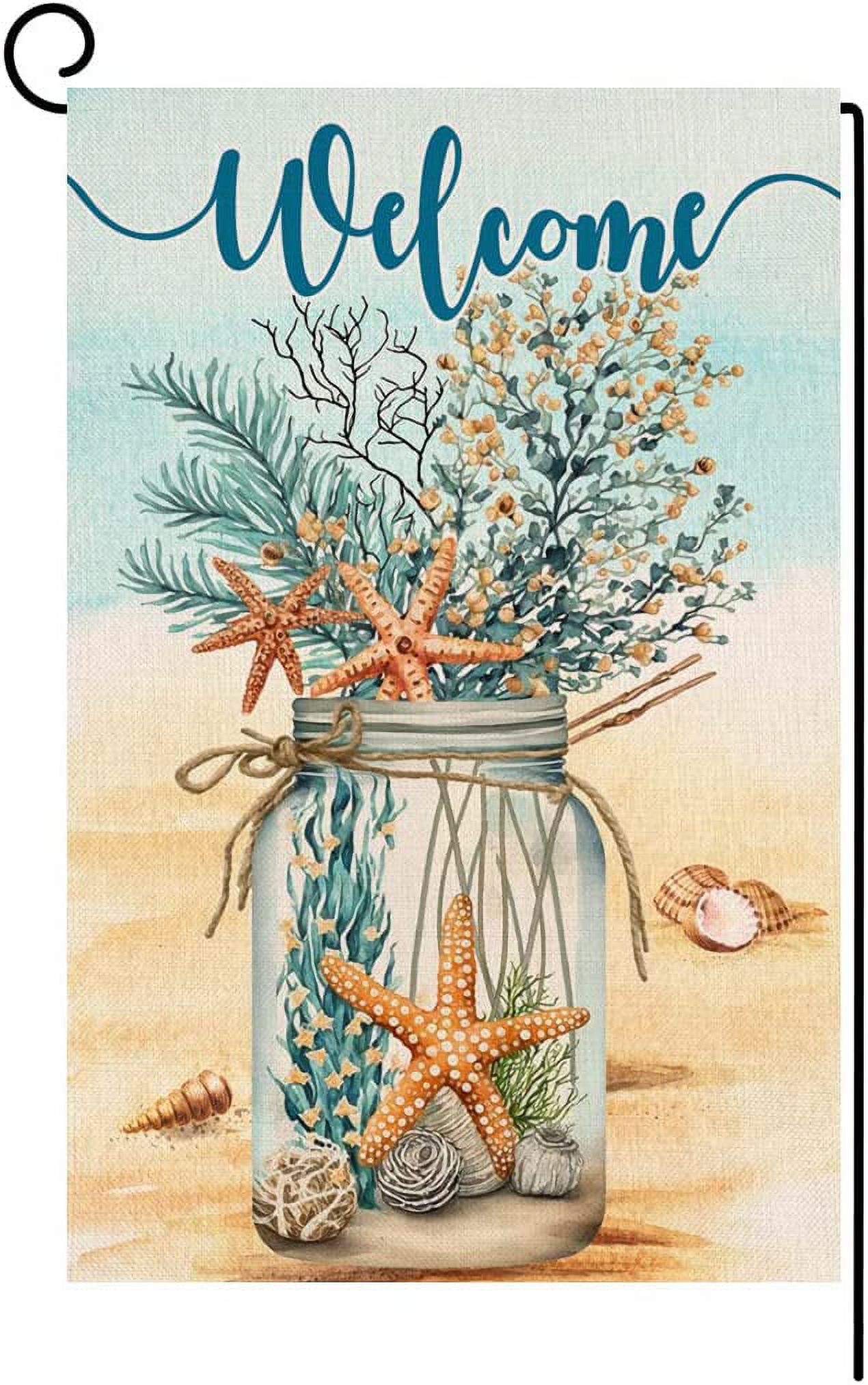 Summer Beach Garden Flag Vertical Double Sided for Outside, Starfish ...