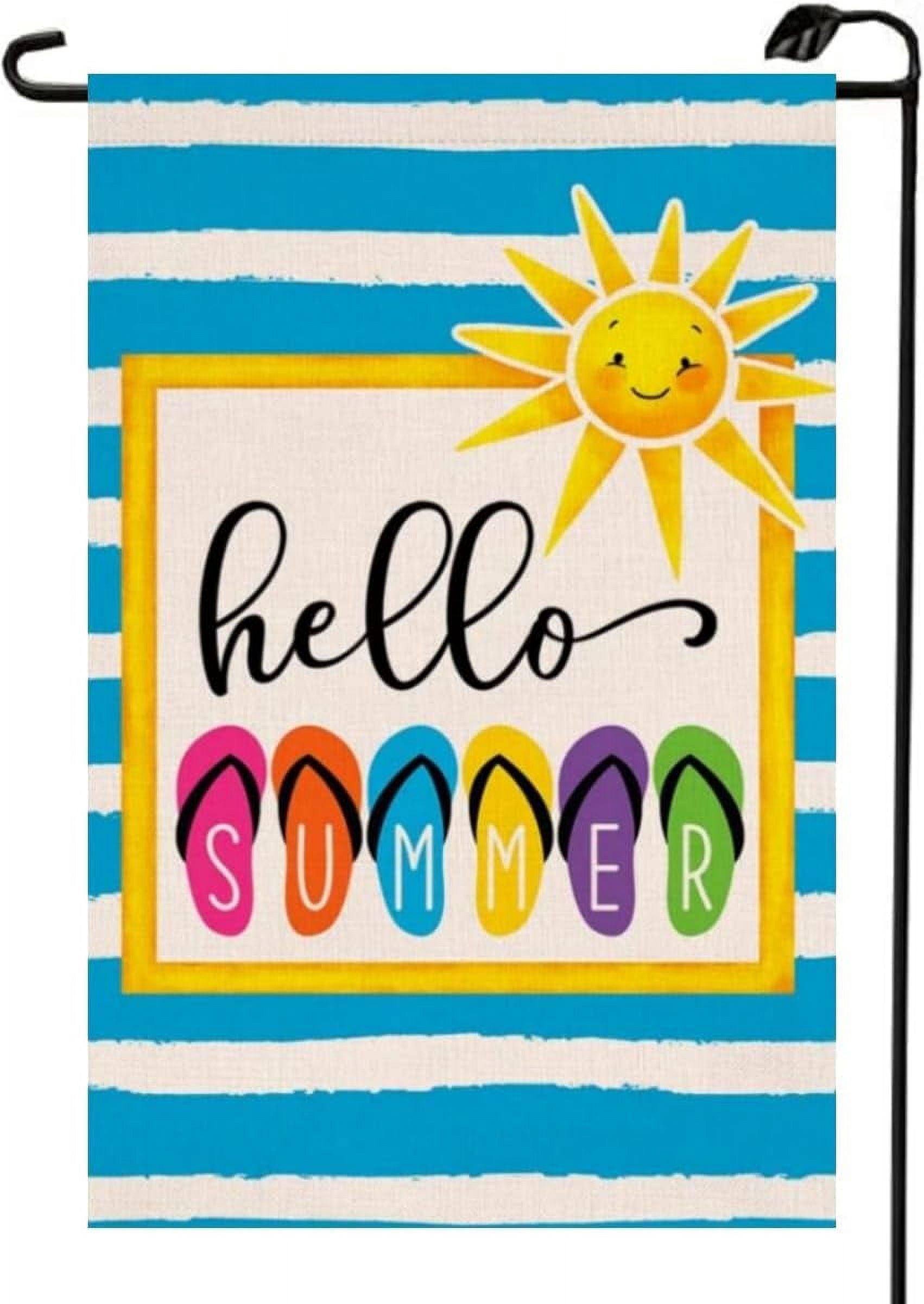 Summer Beach Garden Flag for OutsideVertical Double Sided Hello Summer ...
