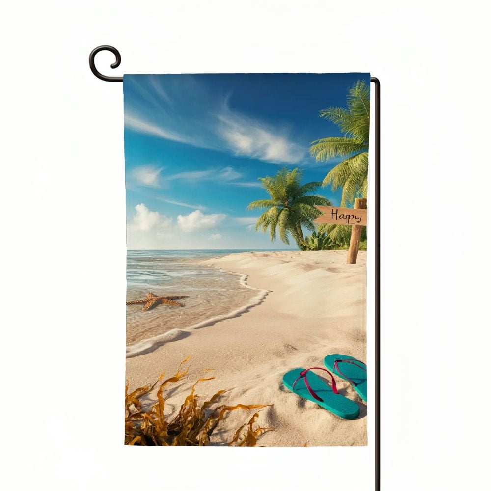 Summer Beach Happy Place Garden Flag 12 x 18 Inch Vertical Double Sided ...