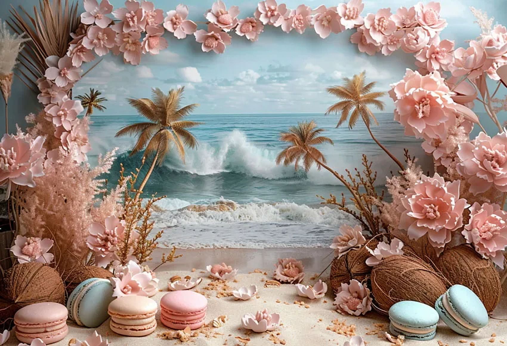 Summer Beach Hawaii Surfboard Shell Kids Birthday Cake Smash Portrait r ...