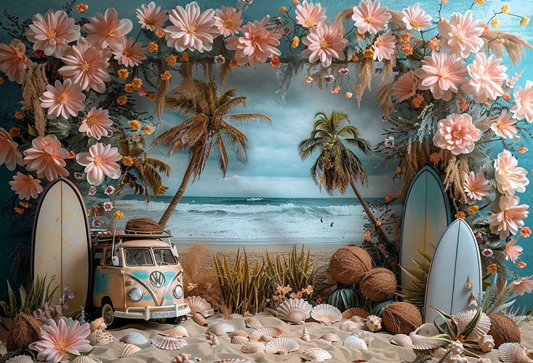 Summer Beach Hawaii Surfboard Shell Kids Birthday Cake Smash Portrait r ...