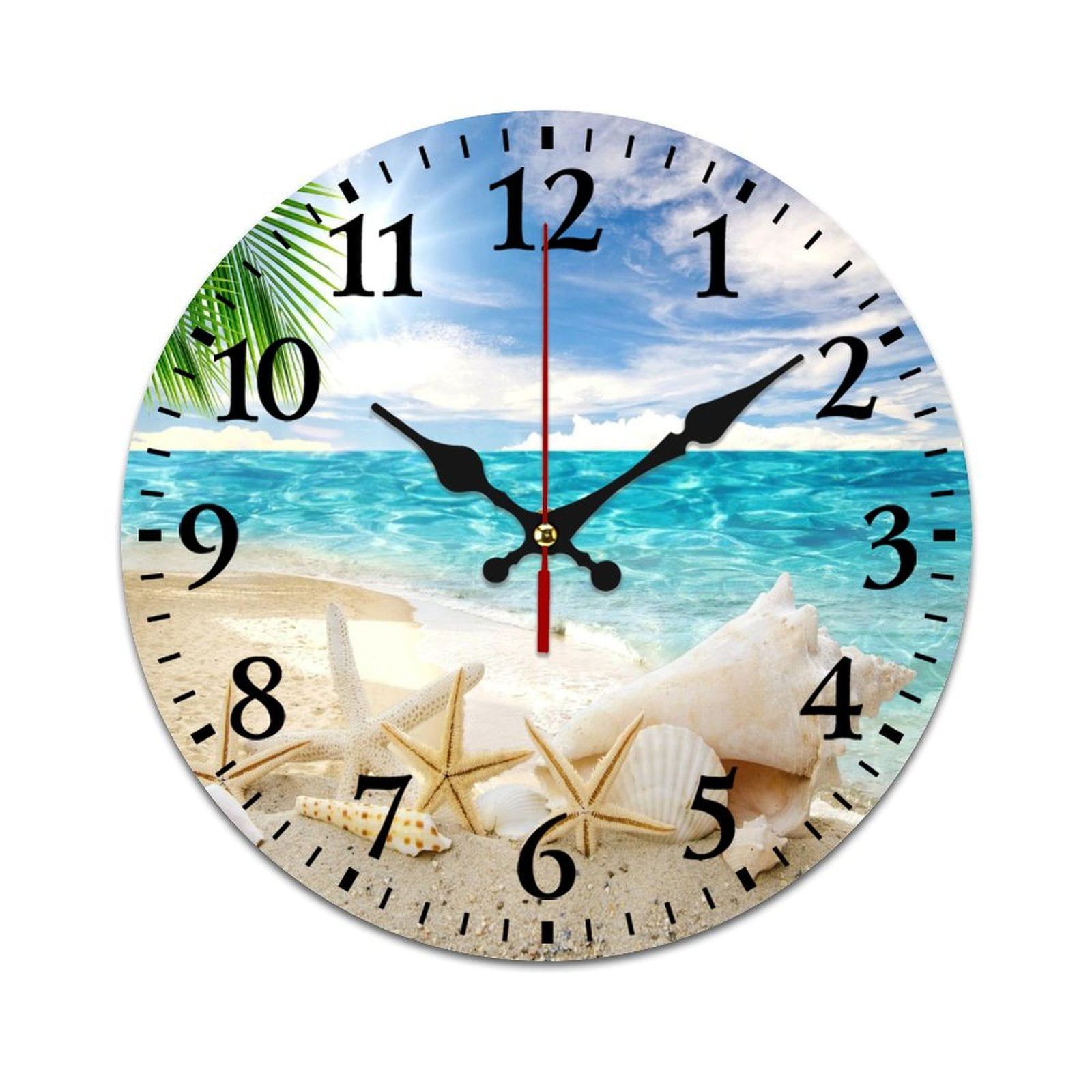 Summer Beach Hawaiian Ocean Palm Tree Marine Sea Waves Wall Clock ...